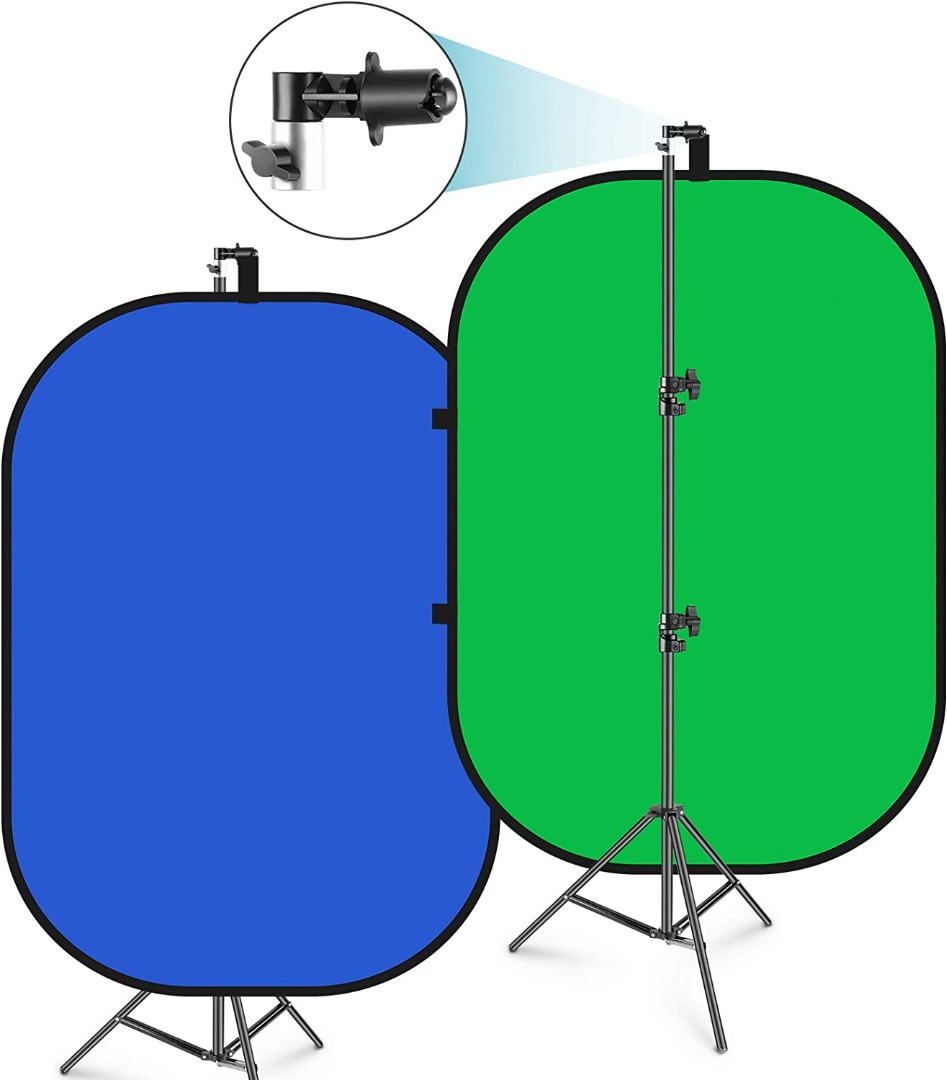 [1507] Neewer 5x7ft/1.5x2m Collapsible Chromakey Backdrop with 8.5ft/2 ...