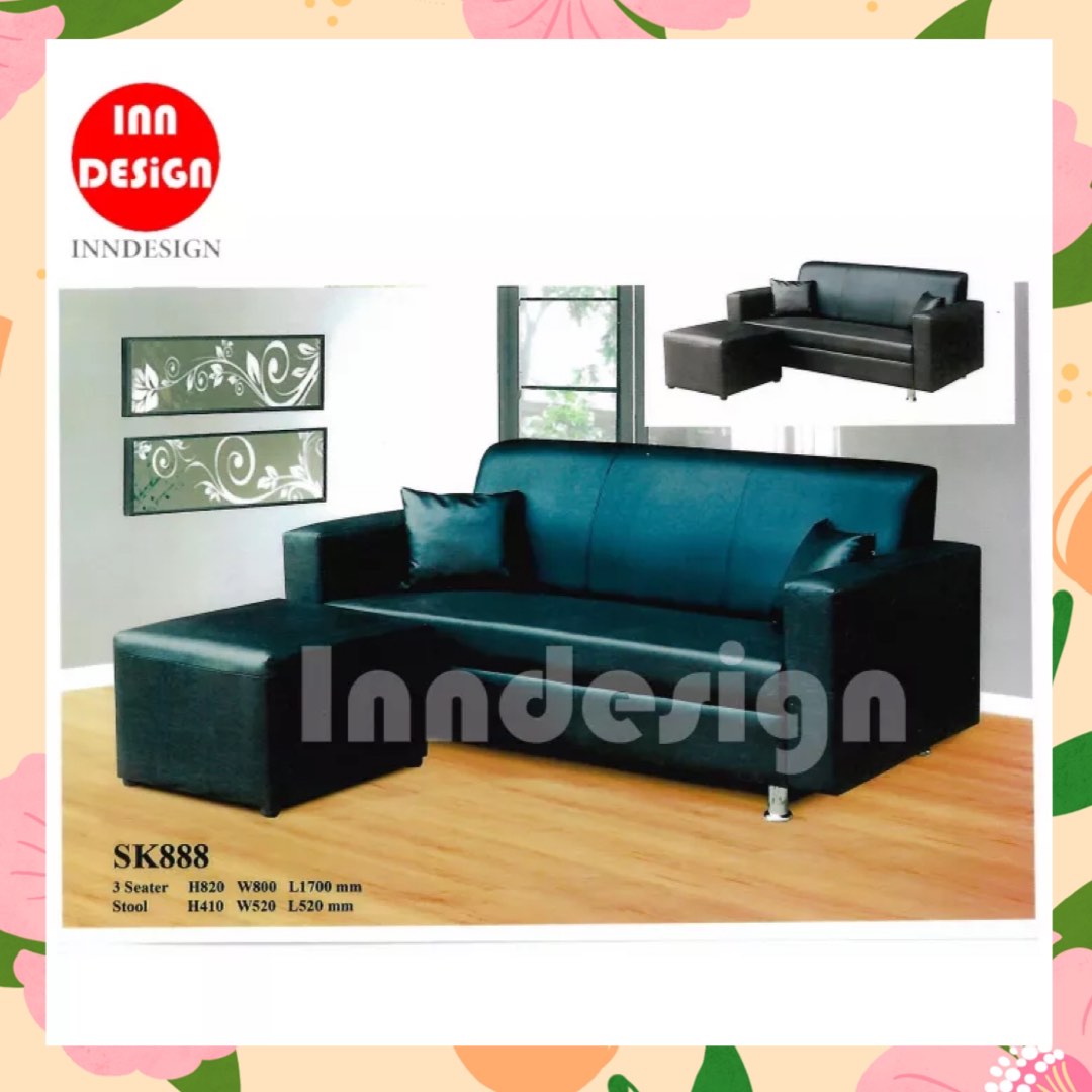 3 Seater Sofa with Stool, Furniture & Home Living, Furniture, Sofas on ...