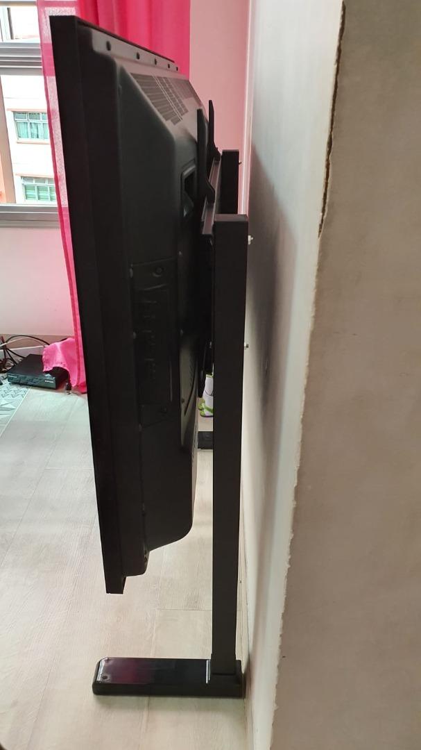 55-75 inch TV stand with wall mount bracket heavy duty display height ...