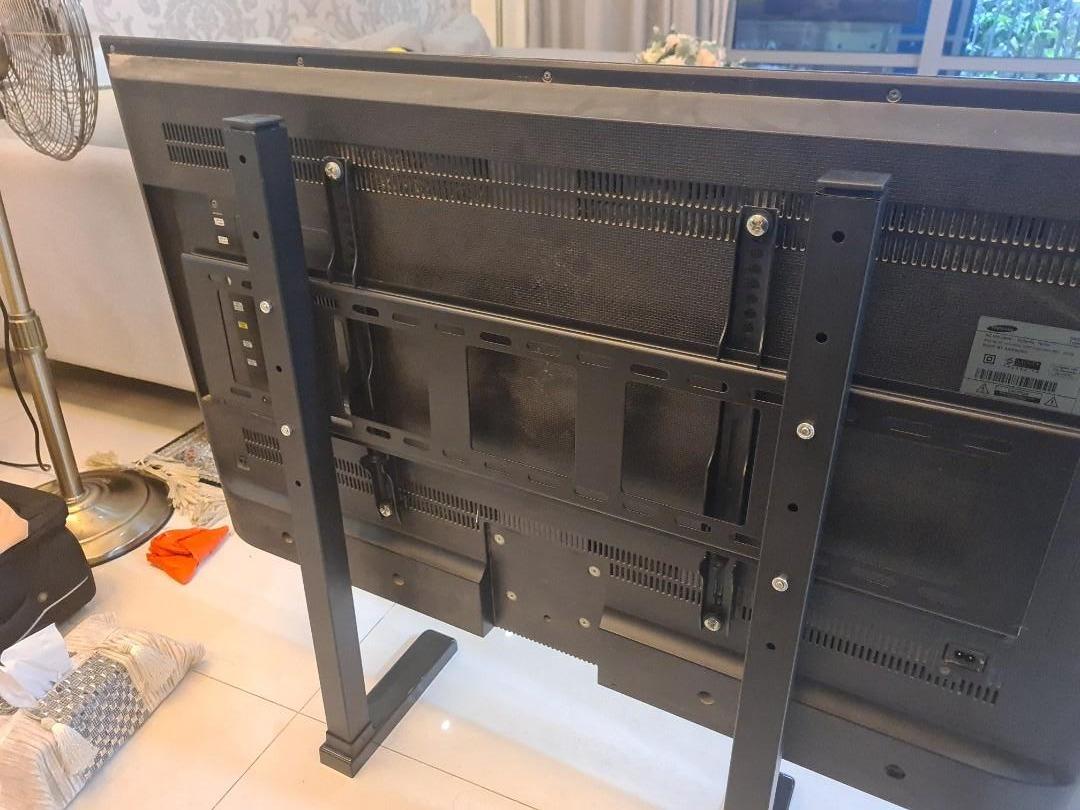 55-75 inch TV stand with wall mount bracket heavy duty display height ...