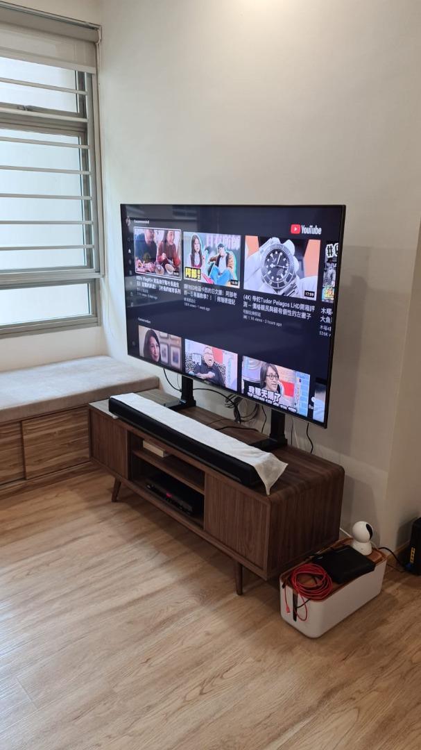 55-75 inch TV stand with wall mount bracket heavy duty display height ...