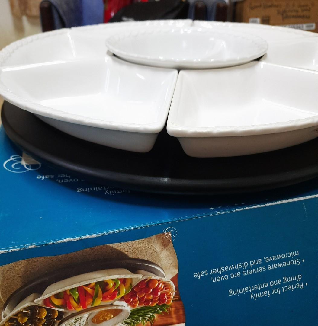 8-PC LAZY SUSAN STONEWARE PARTY SERVERS, Furniture & Home Living ...