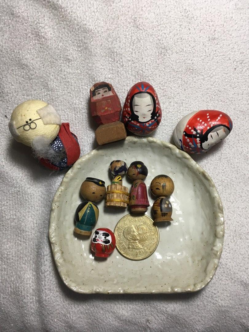 9 pcs tiny mini small daruma kokeshi doll couple family pair take all ...