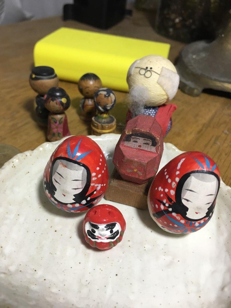 9 pcs tiny mini small daruma kokeshi doll couple family pair take all ...