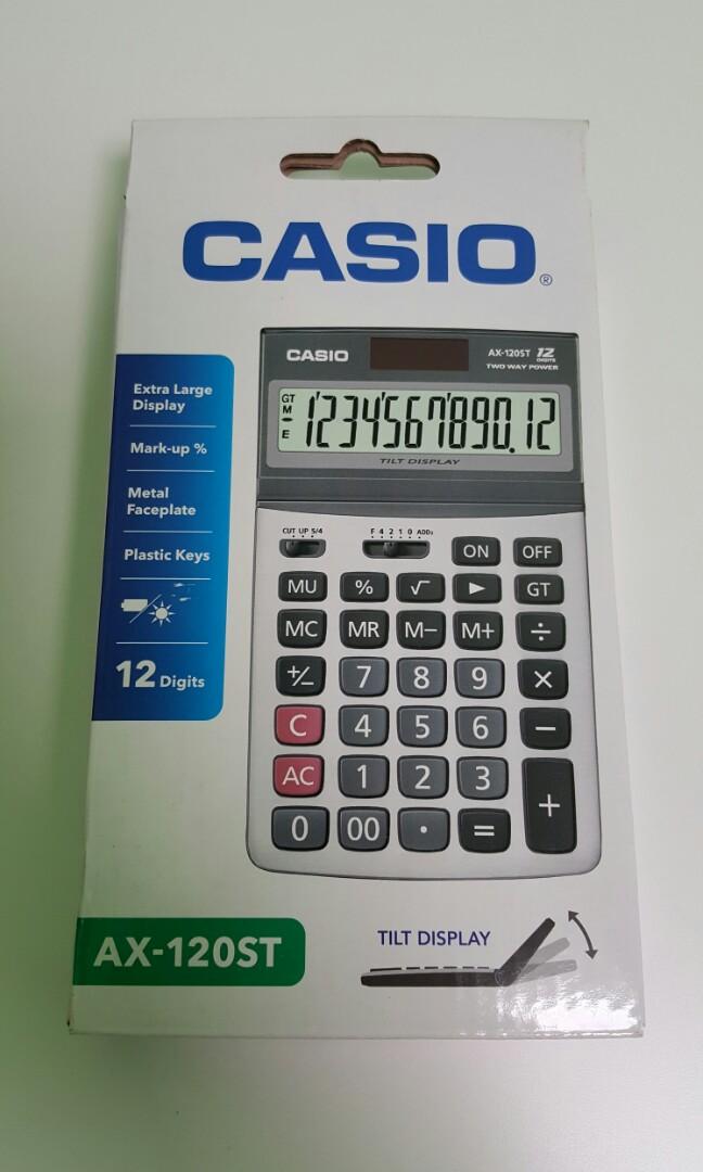 全新 CASIO AX-120ST 計算機 (12位數，可掀式面版), 電腦＆科技, 商務用科技產品 - Carousell