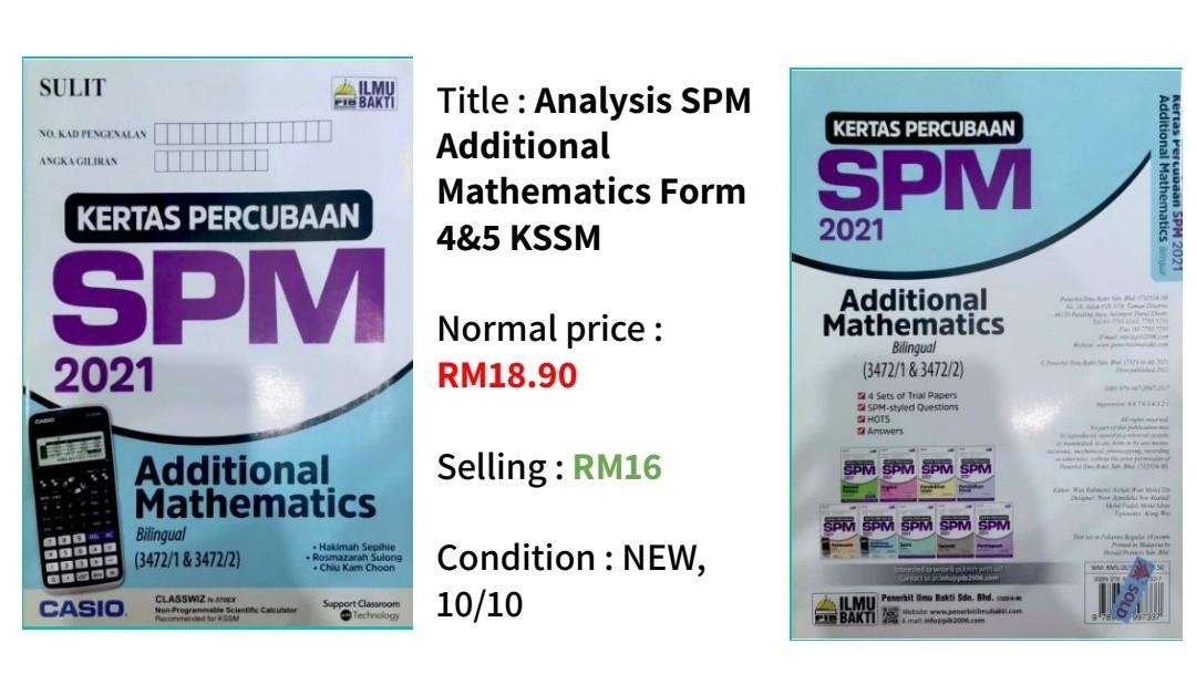 ANALYSIS SPM ADDITIONAL MATHEMATICS FORM 4,5 KSSM BILINGUAL, Hobbies ...