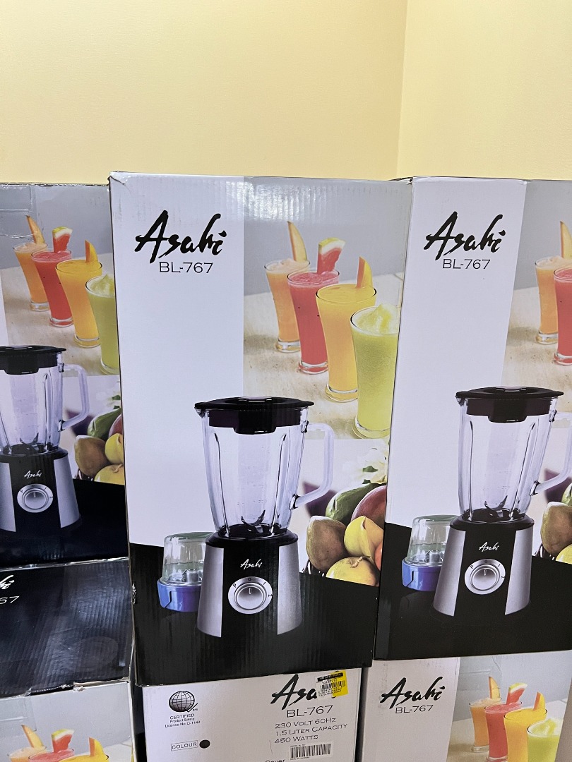 Asahi 1.5L Glass Blender Black with Mill Grinder BL-767, TV & Home ...