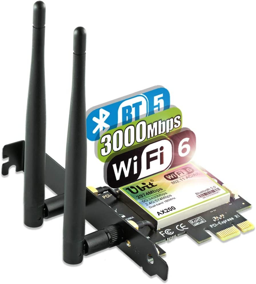 [B970] WiFi Card, Ubit AX/AC WiFi 6 Card Dual Band 2974 Mbps AX200 PCIE ...