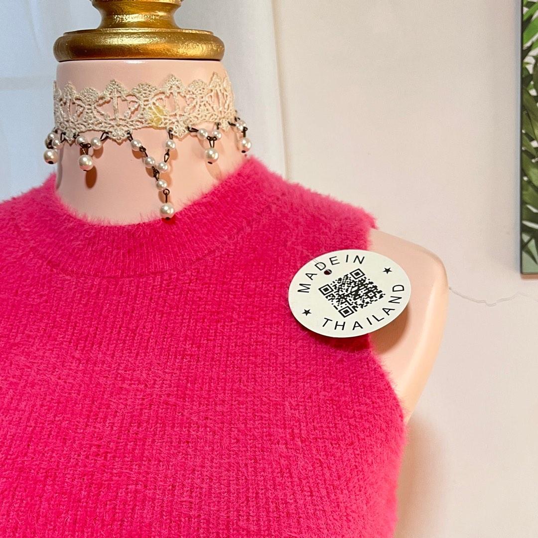 BKK barbie pink hot pink furry bangkok turtle semi crop top, Women's ...