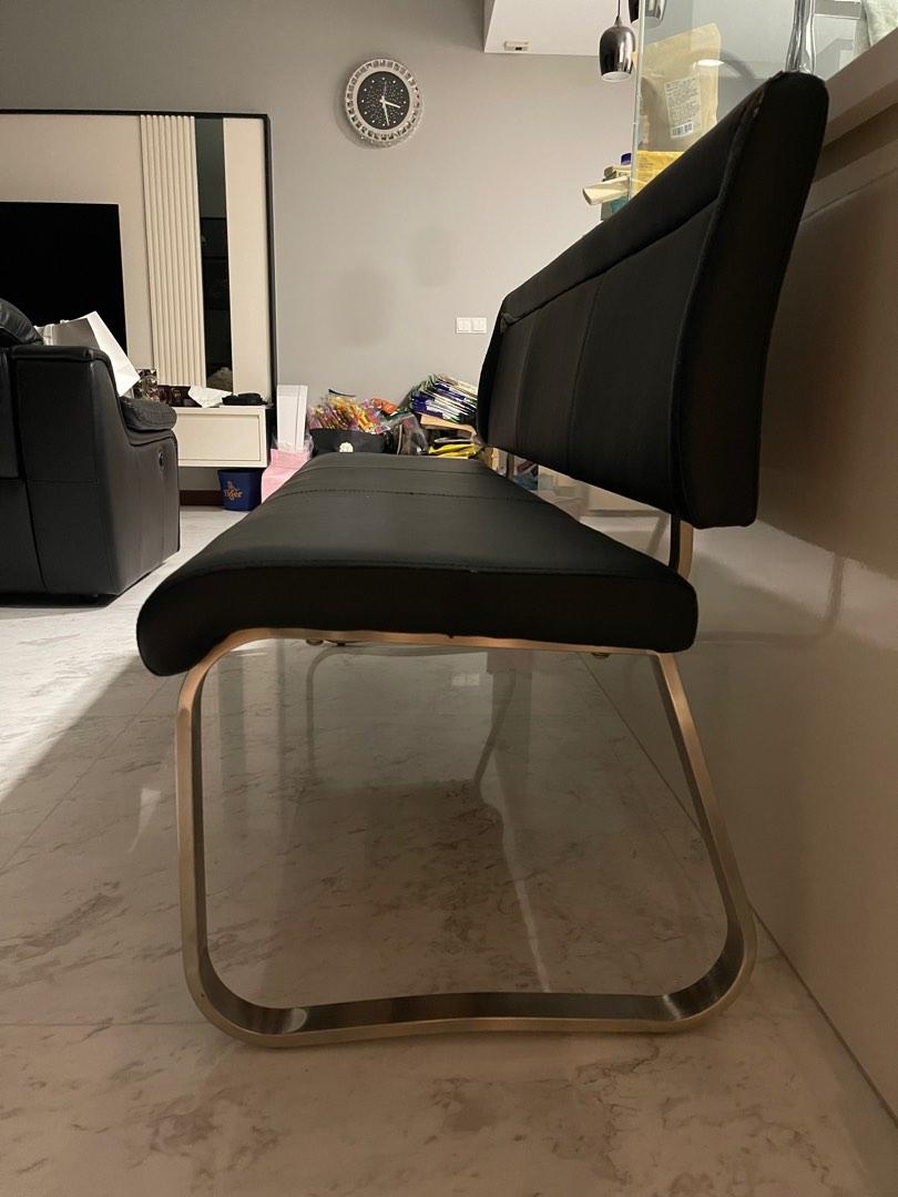 Black bench chair 3 pax, Furniture & Home Living, Furniture, Chairs on ...