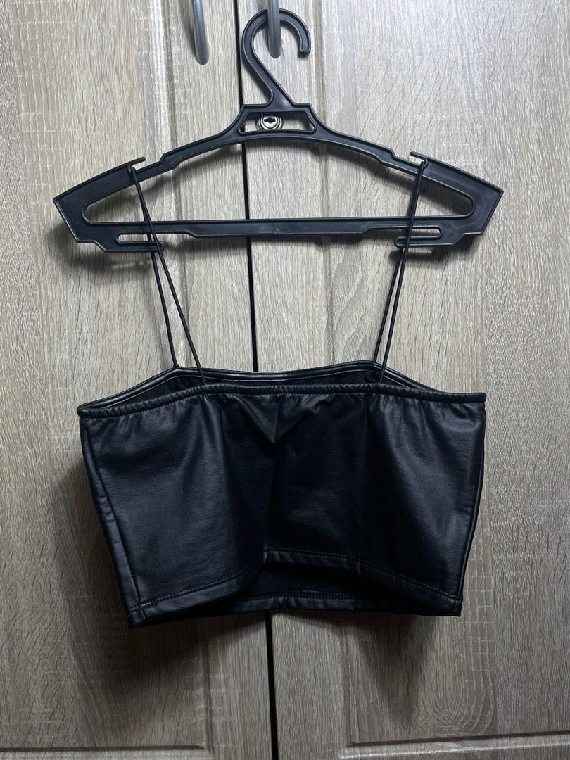 Black Leather Sando (Shein), Women's Fashion, Tops, Others Tops on ...