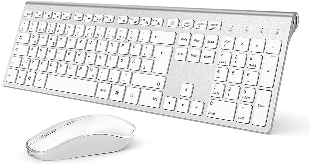 (BOX DMG) J JOYACCESS Keyboard Mouse Set Wireless 2.4G Ultraslim Rechargeable Wireless Keyboard ...