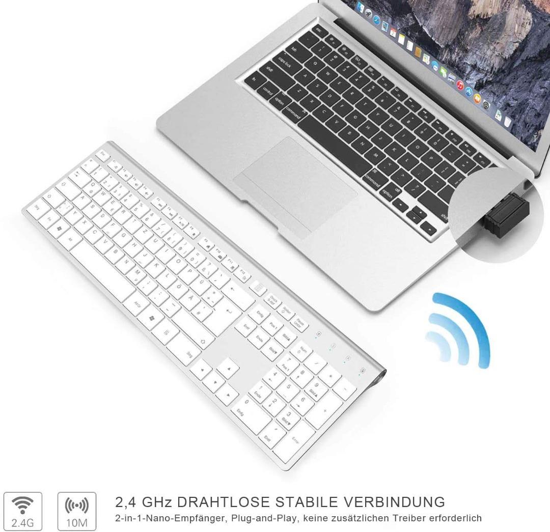 (BOX DMG) J JOYACCESS Keyboard Mouse Set Wireless 2.4G Ultraslim Rechargeable Wireless Keyboard ...