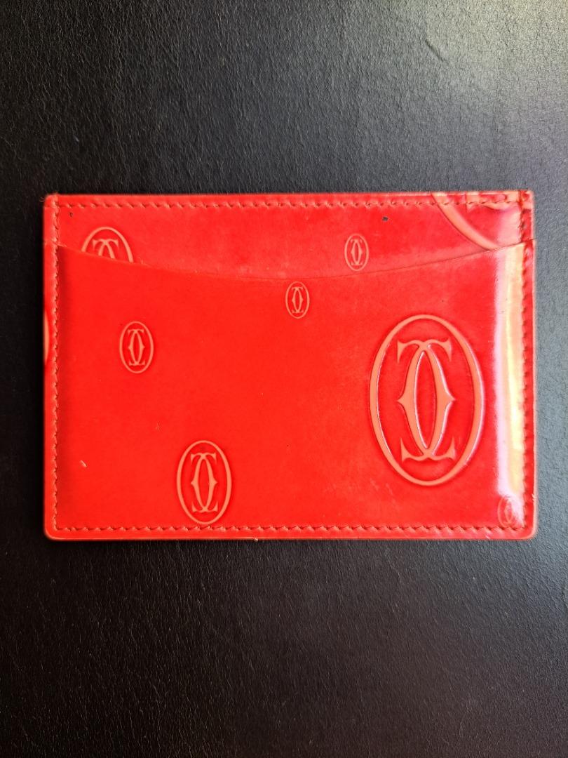 CARTIER Red Card Holder with Classic Cartier Logo, Women's Fashion ...