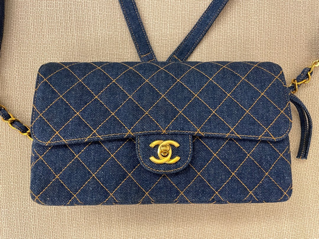 Chanel vintage denim backpack RARE collectors, Luxury, Bags & Wallets ...