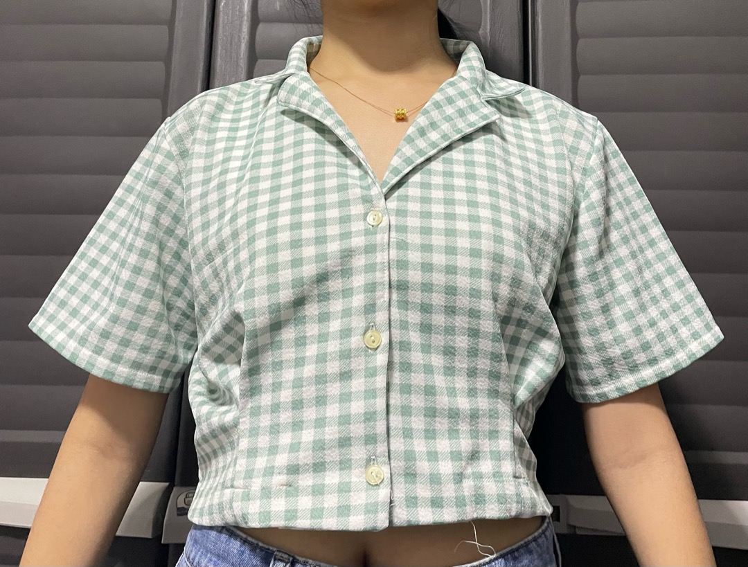 Checkered button up polo, Women's Fashion, Tops, Shirts on Carousell