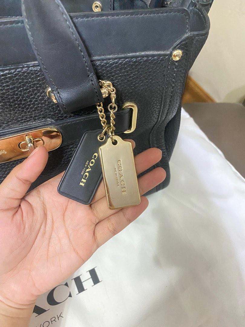 Coach Black Leather Swagger 27, Luxury, Bags & Wallets on Carousell