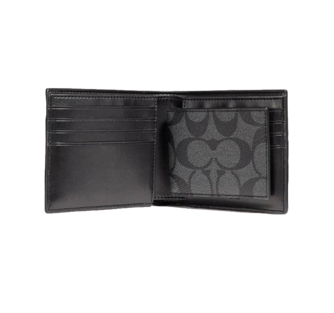 Coach Men's Compact ID Wallet in Signature Canvas with Varsity Strip ...