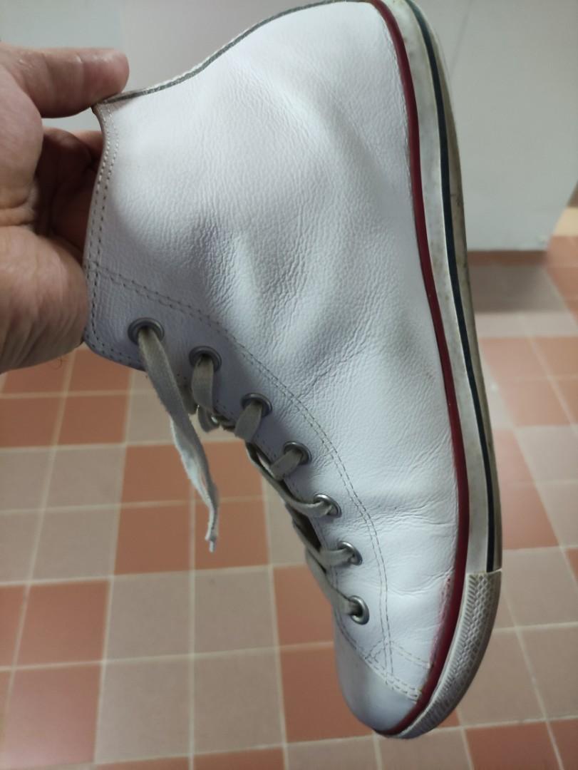Converse Mid Top White Leather, Men's Fashion, Footwear, Sneakers on ...
