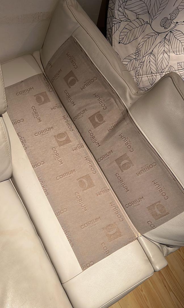 Corium Italian Full Leather Sofa in Cream color, Furniture & Home Living, Furniture, Sofas on ...