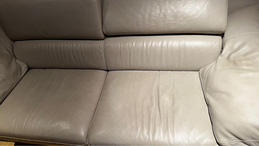 Corium Italian Full Leather Sofa in Cream color, Furniture & Home ...