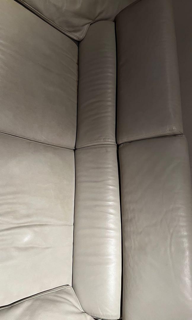 Corium Italian Full Leather Sofa in Cream color, Furniture & Home ...