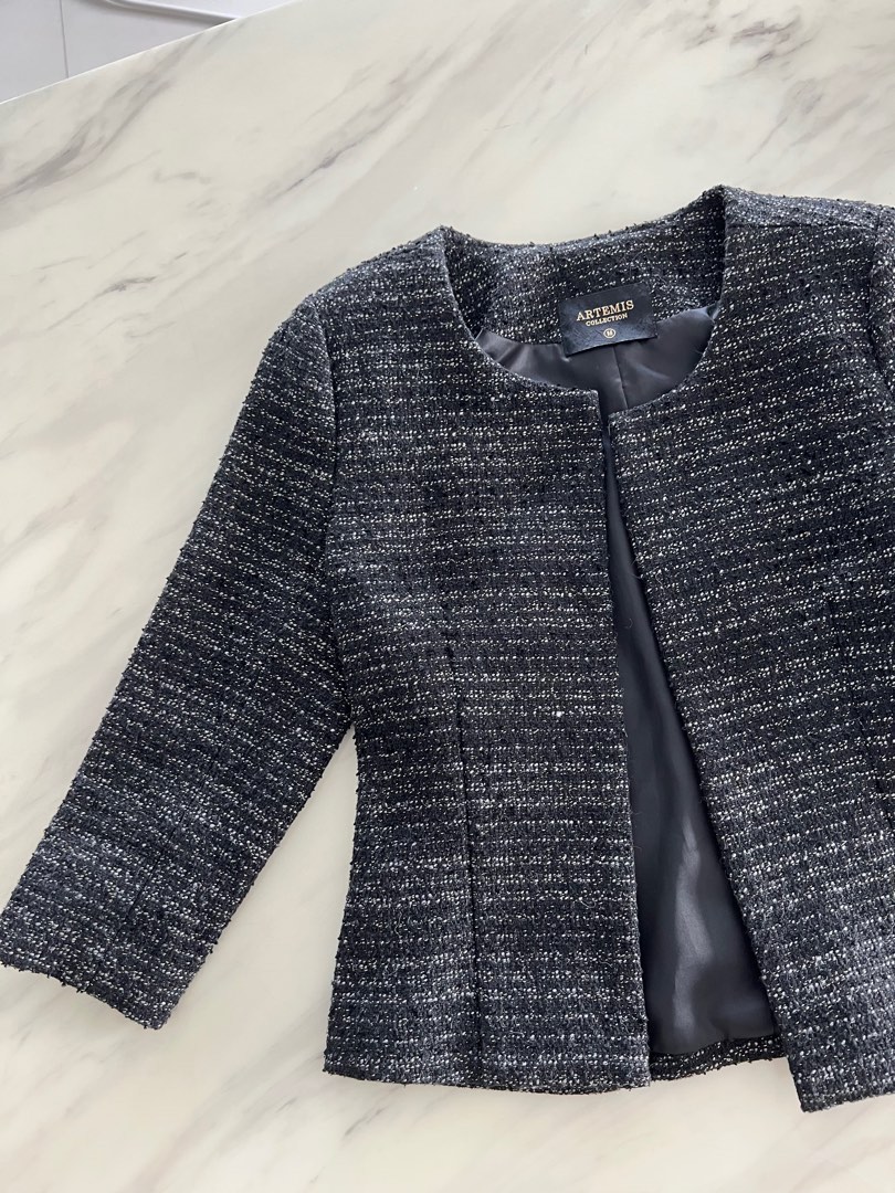Cropped Boxy Tweed Jacket, Women's Fashion, Coats, Jackets and ...