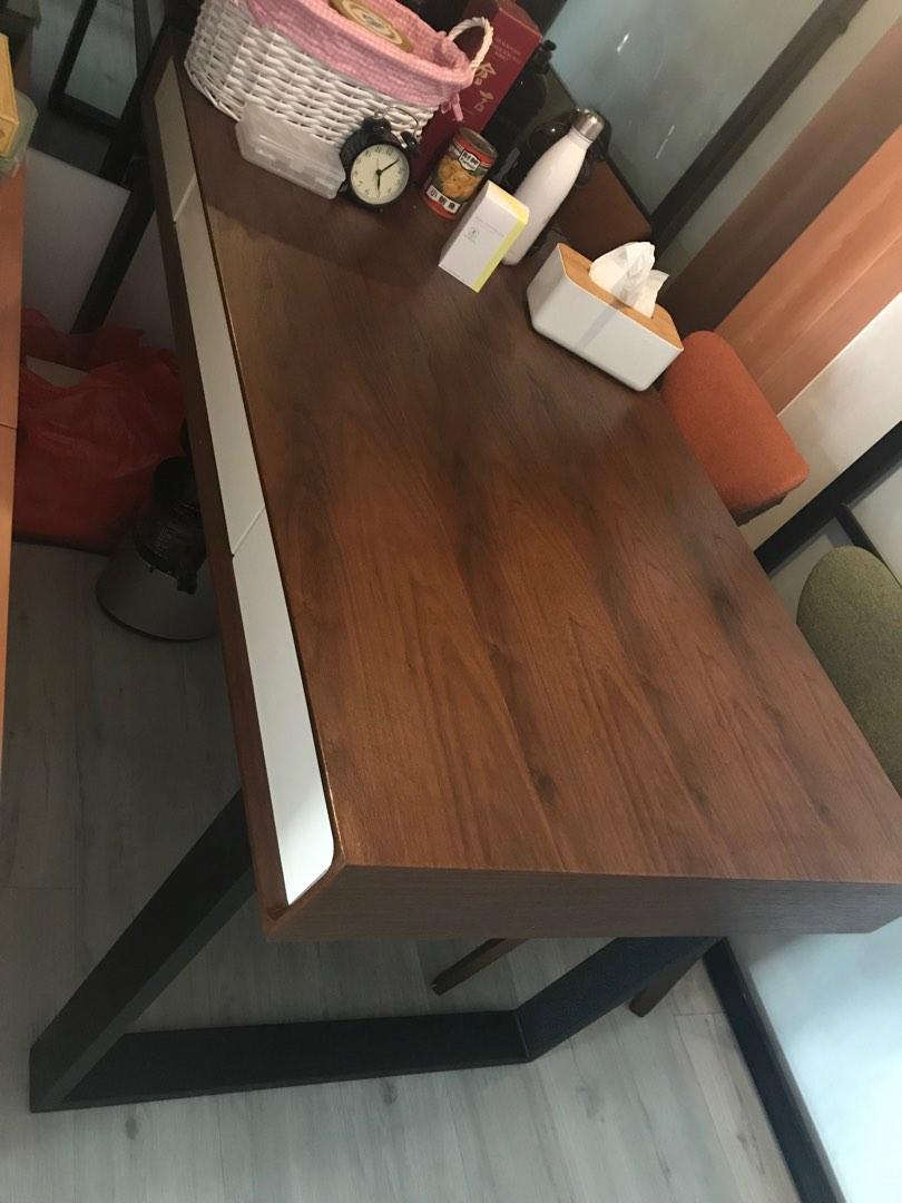 Dining table (walnut wood plus metal coated legs), Furniture & Home ...