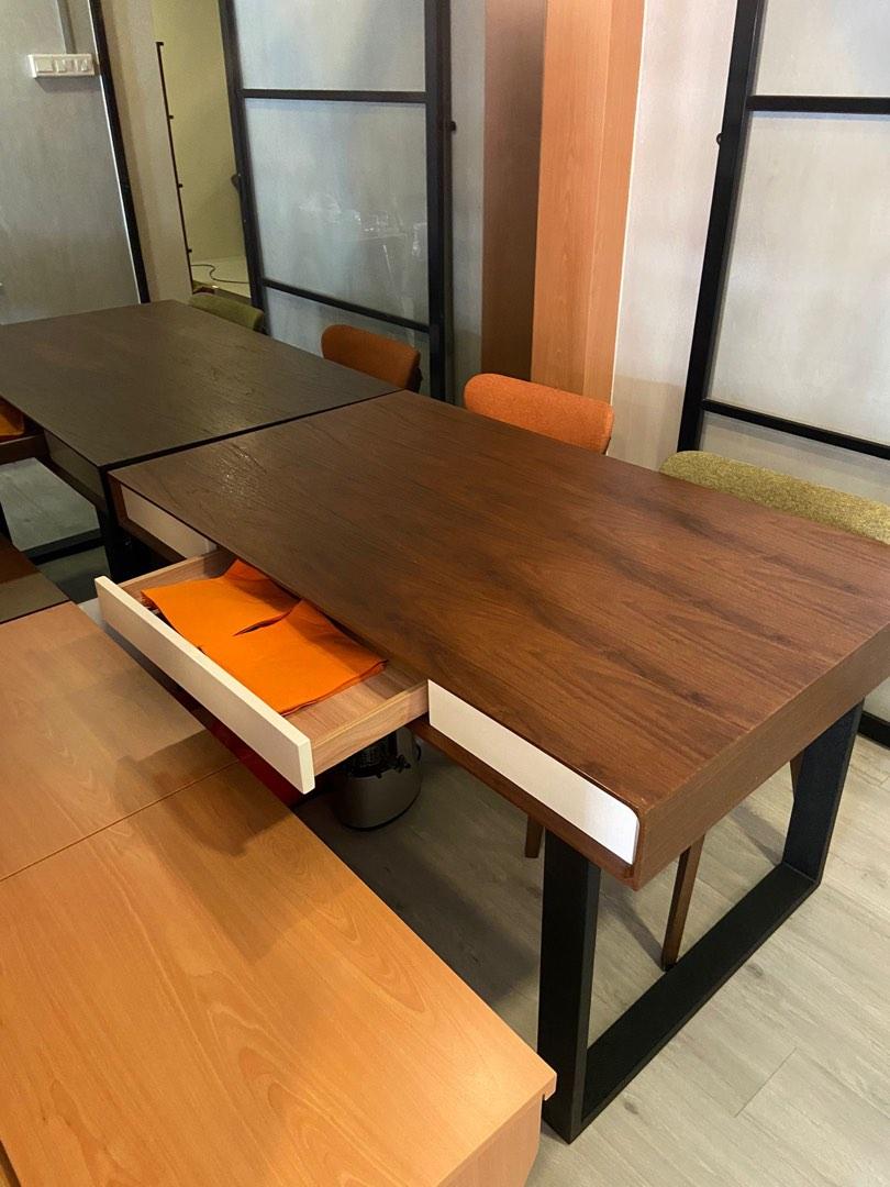 Dining table (walnut wood plus metal coated legs), Furniture & Home ...