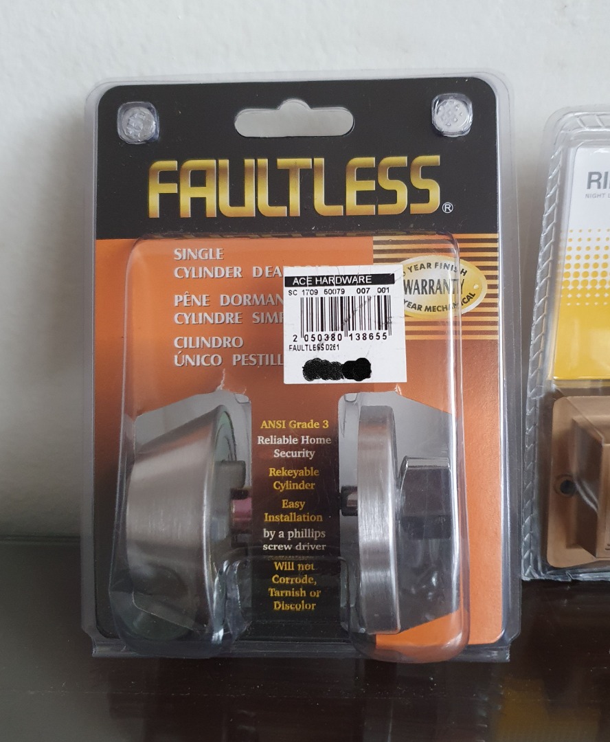 Door Double Lock Deadbolt Faultless Brand No. 2, Furniture & Home ...