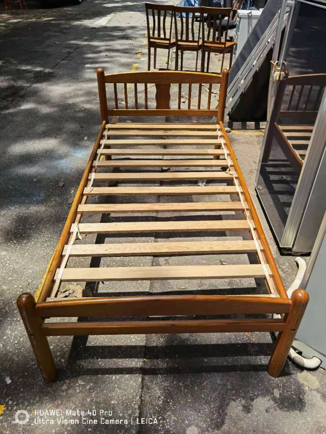 Free delivery Wooden single size Bed Frame, Furniture & Home Living ...