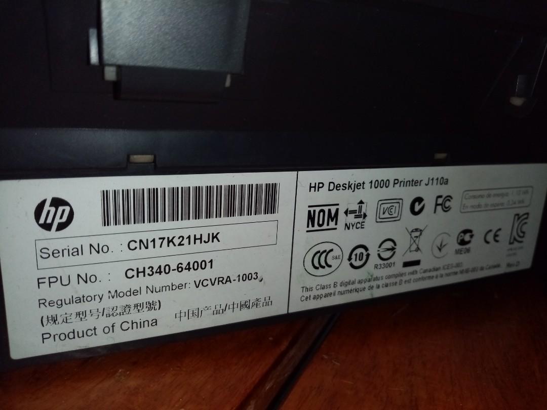 HP Deskjet 1000 Printer J110a, Computers & Tech, Printers, Scanners ...