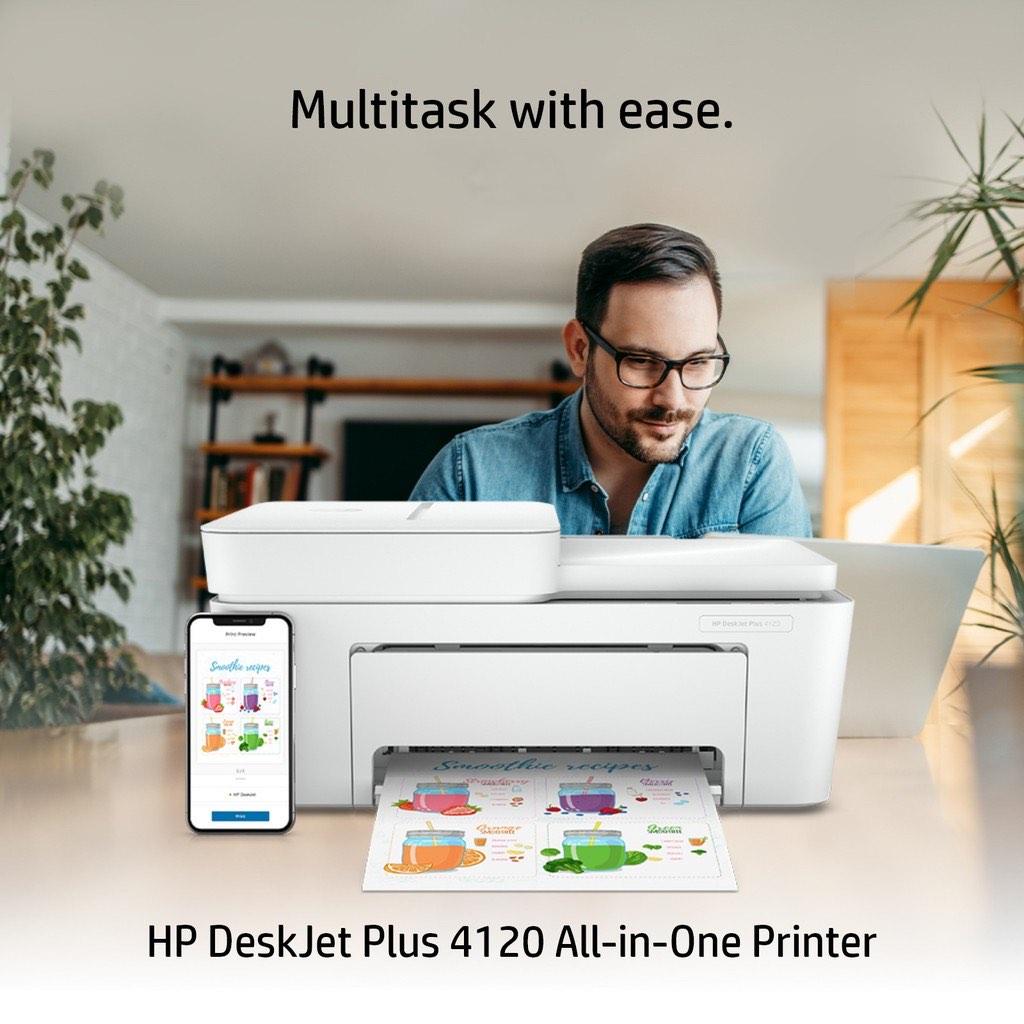 HP DeskJet Plus 4120 All-in-One Wireless Color Inkjet Printer / Print ...