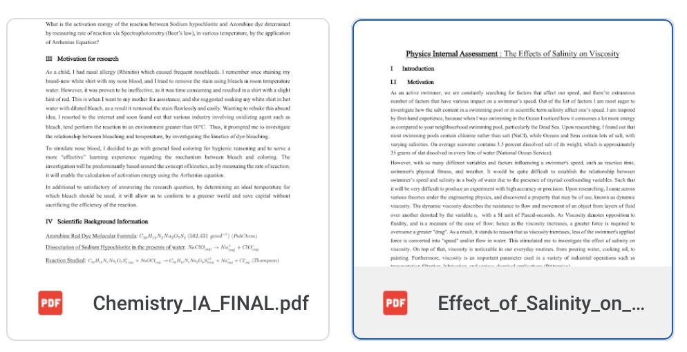 IB Moderated CHEM IA (HL) & PHY IA (HL) sample (Overall level 7 IAs ...