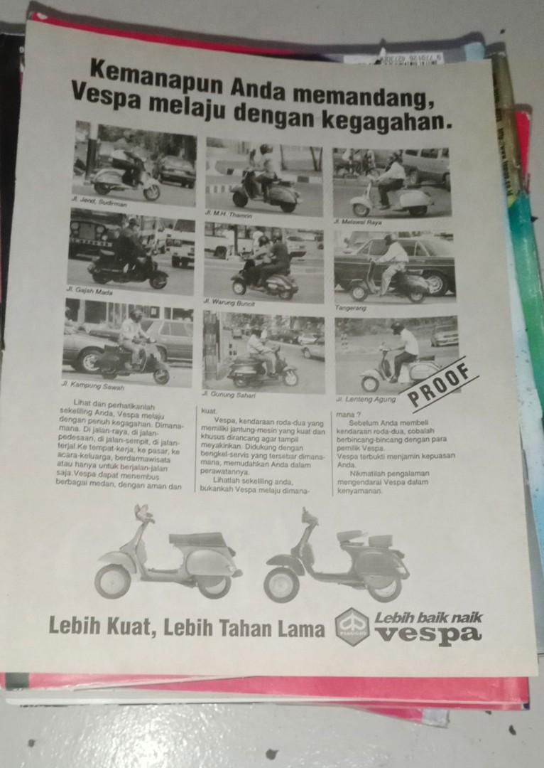 Iklan cetak vespa tahun 90an, Antik, Pajangan di Carousell