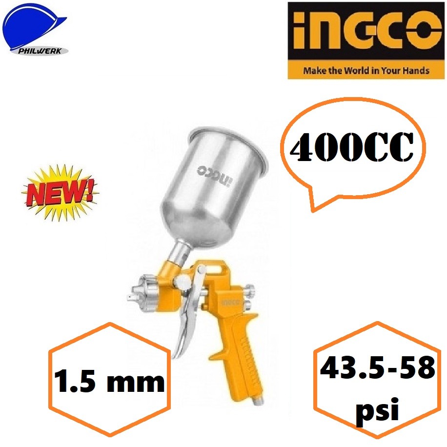 Ingco Air Spray Gun 400cc, Commercial & Industrial, Construction Tools ...