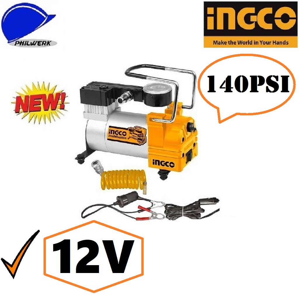 INGCO Auto Air Compressor DC 12V 140PSI (AAC1401), Commercial ...