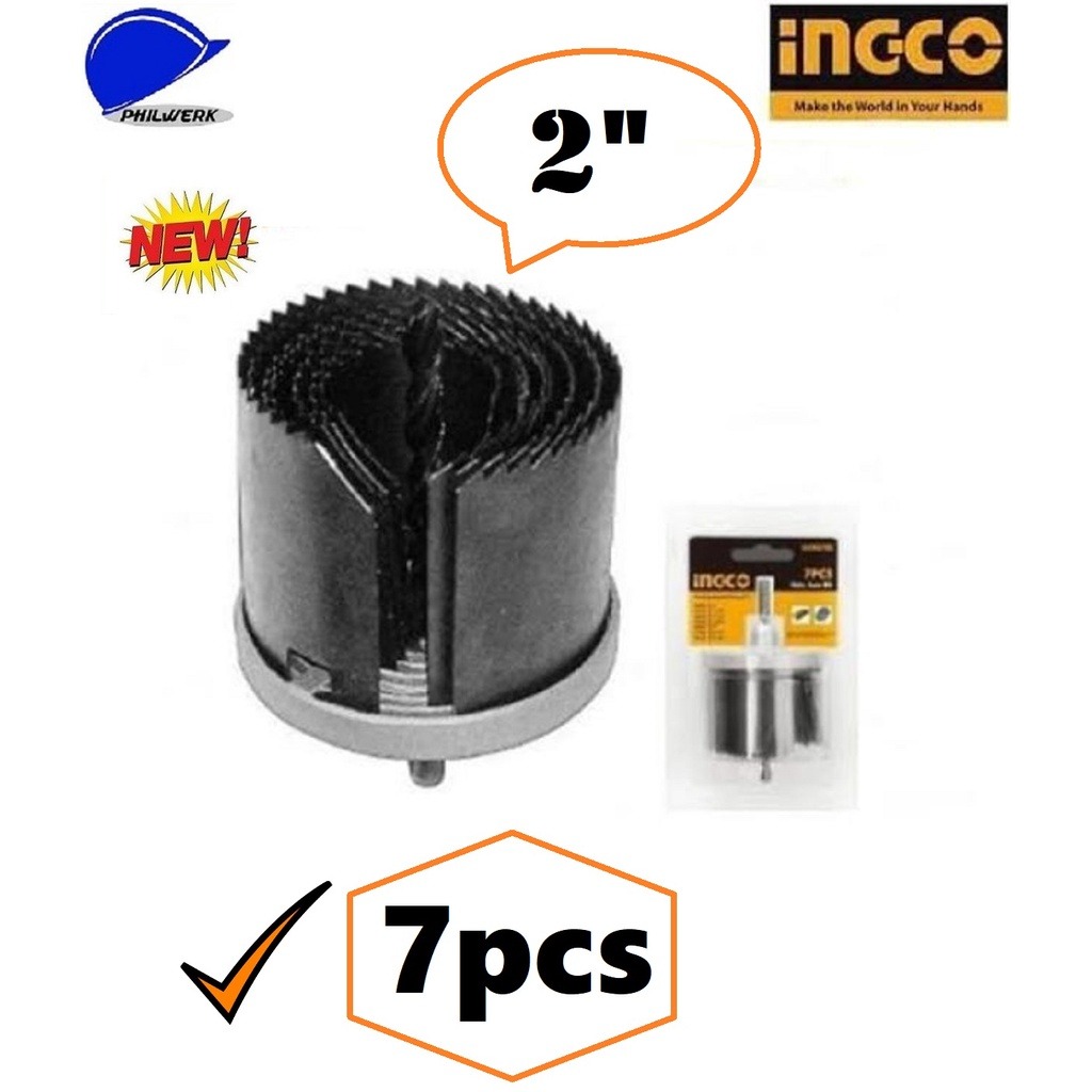 INGCO Hole Saw Kit 7pcs 50mm 2" (AKHS702), Commercial & Industrial ...