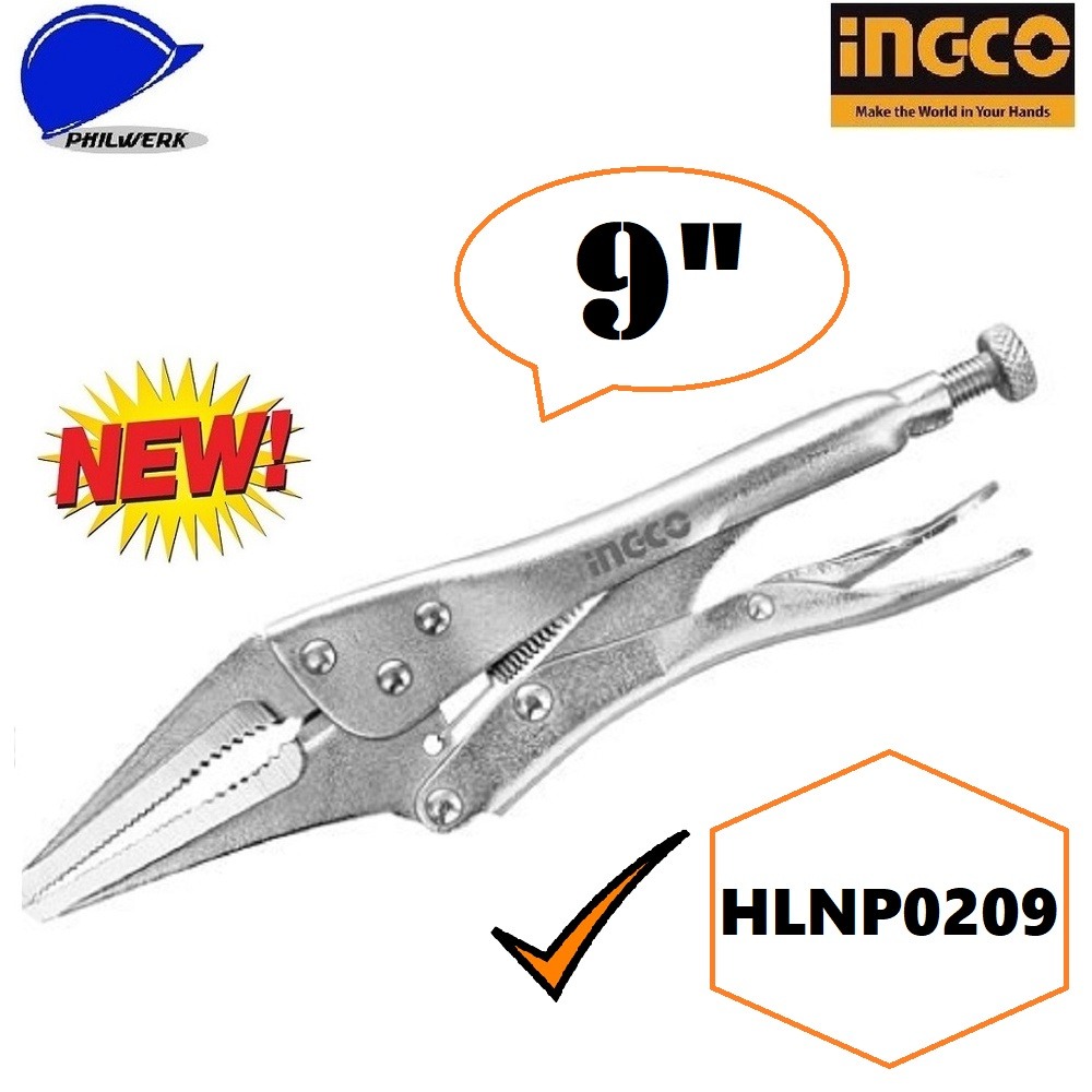 INGCO Long Nose Locking Plier 9inches Vise Grip Pliers (HLNP0209 ...