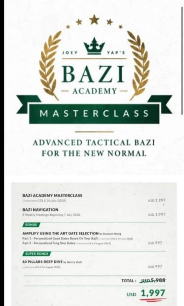 Joey Yap Bazi Class Courses Workshop Masterclass, Lifestyle Services ...