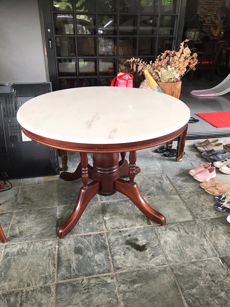Kopitiam marble table, Furniture & Home Living, Furniture, Tables ...