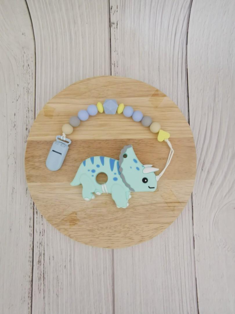 Modern Baby silicone teether clip set - Triceratops, Babies & Kids ...