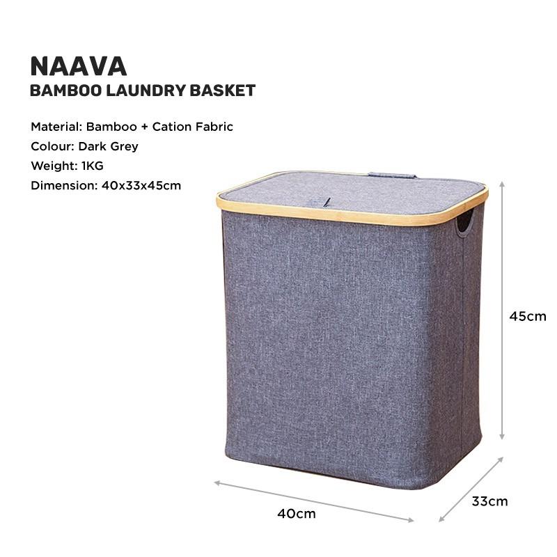 NAAVA Bamboo Laundry Basket / Bamboo / with Handle / Foldable ...