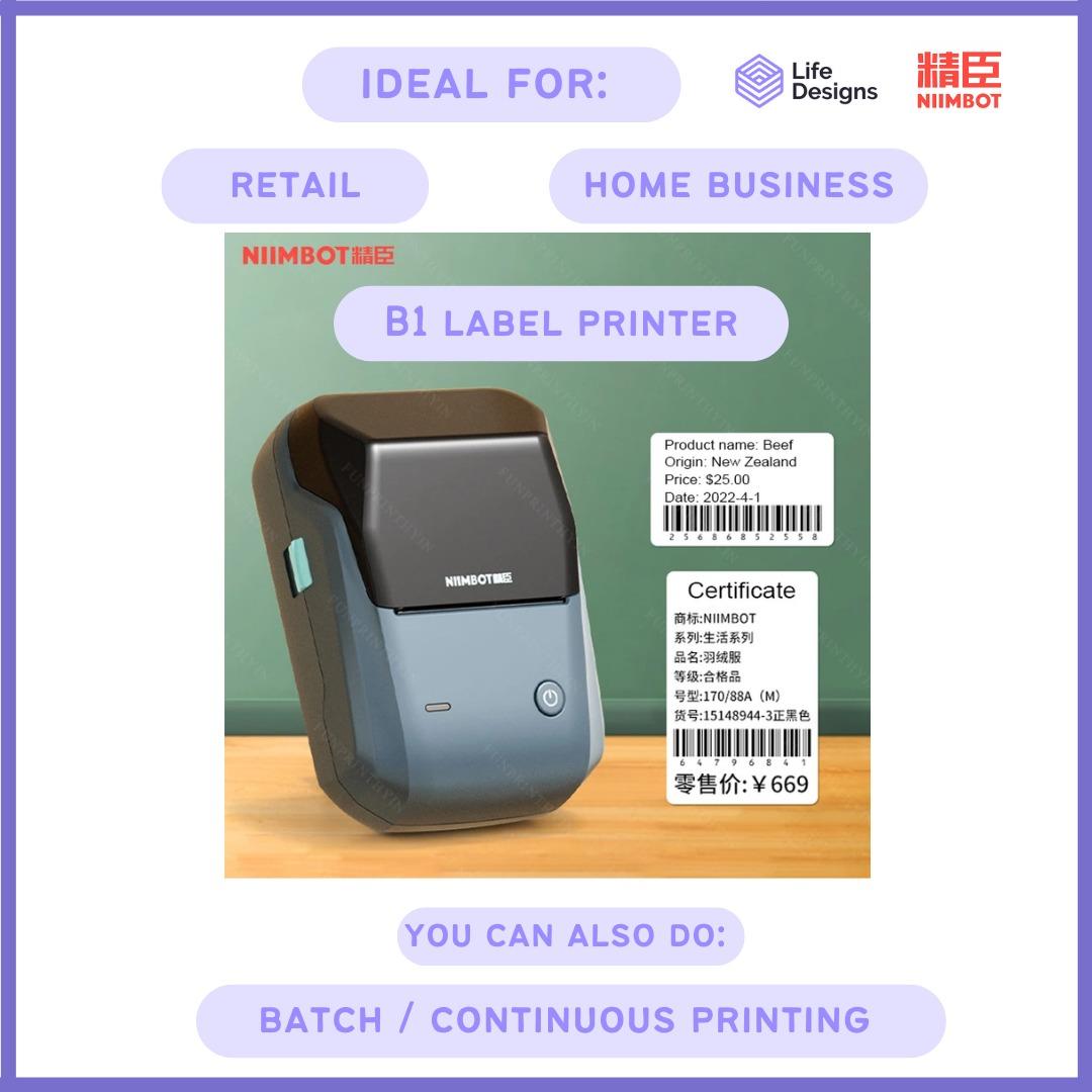 Niimbot B1 Thermal Label Printer with Bluetooth Connection - No Ink ...
