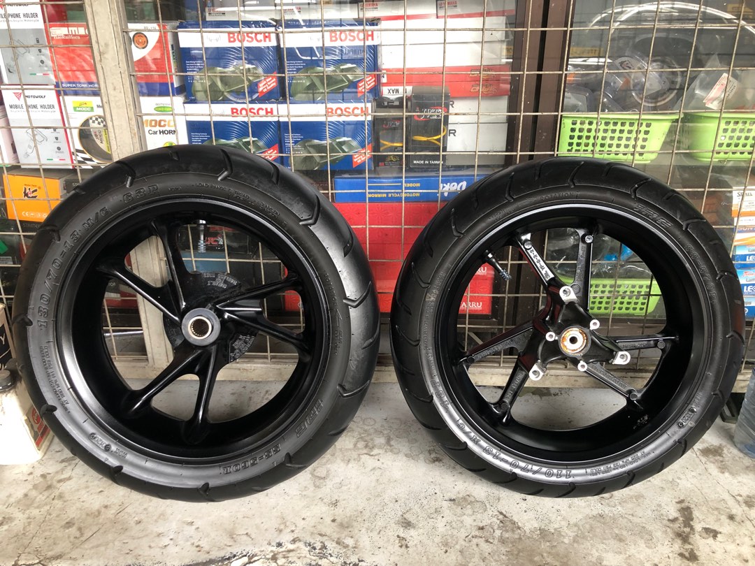 NMAX black mags with tires, Motorbikes, Motorbike Parts & Accessories ...