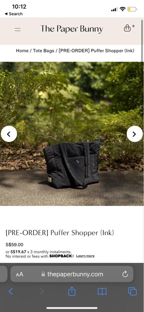 PAPER BUNNY PUFFER SHOPPER, Women's Fashion, Bags & Wallets, Tote Bags ...