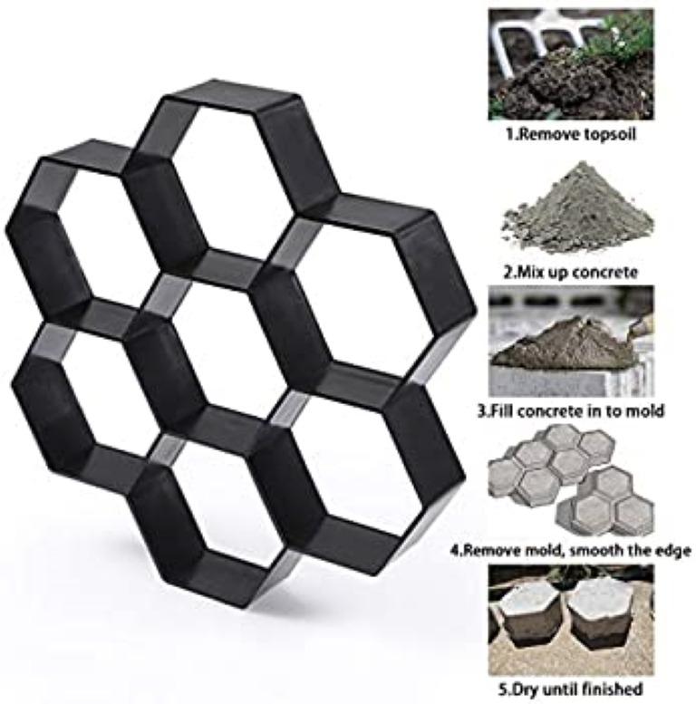 PAVEMENT MOLD Garden Path DIY Cement Mold Small Hexagon Pattern ...