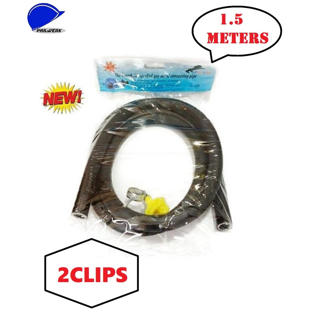 PHIL LION LPG REGULATOR RUBBER HOSE 1.5METERS WITH 2CLIPS, Commercial ...