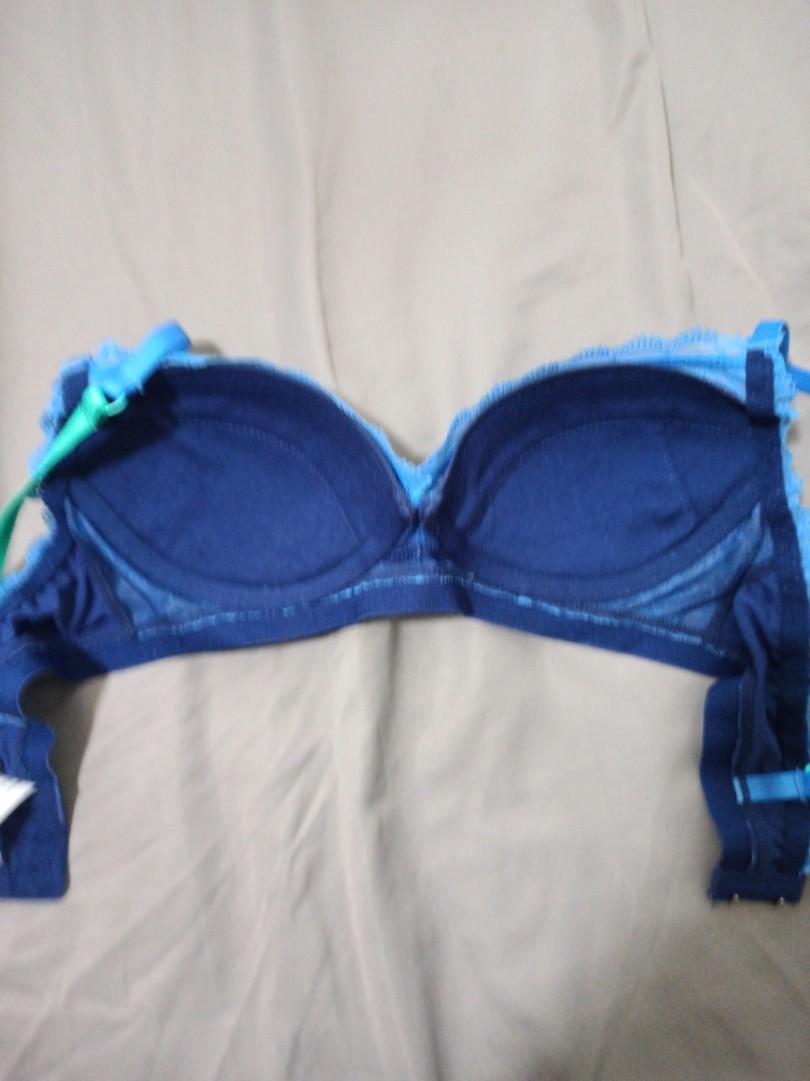 Pierre Cardin Blue Lace Wireless Bra, Women's Fashion, New ...