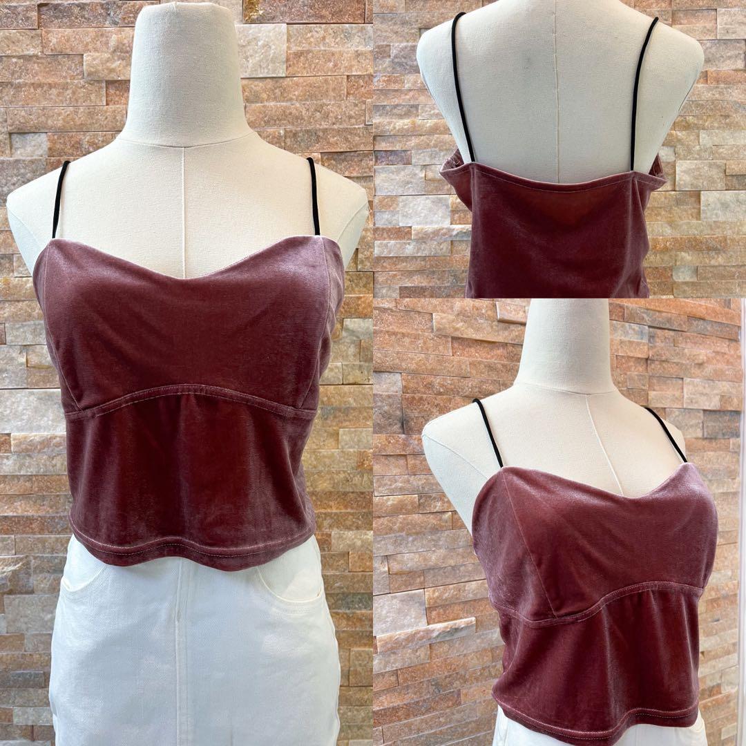 Pink velvet top, Women's Fashion, Tops, Sleeveless on Carousell